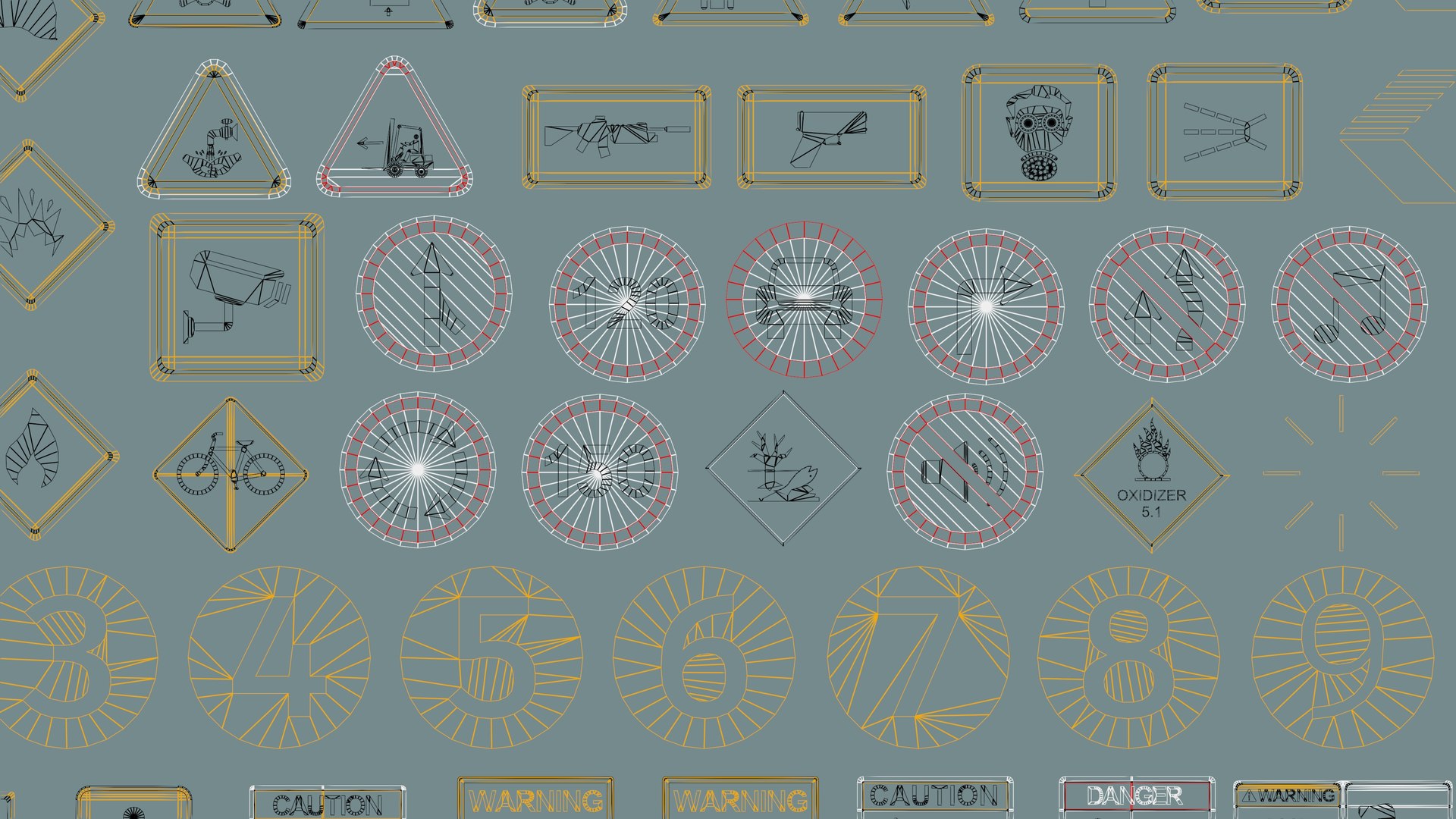 3D Polygon Decals 201 Pieces - Collection 2 - TurboSquid 2343314