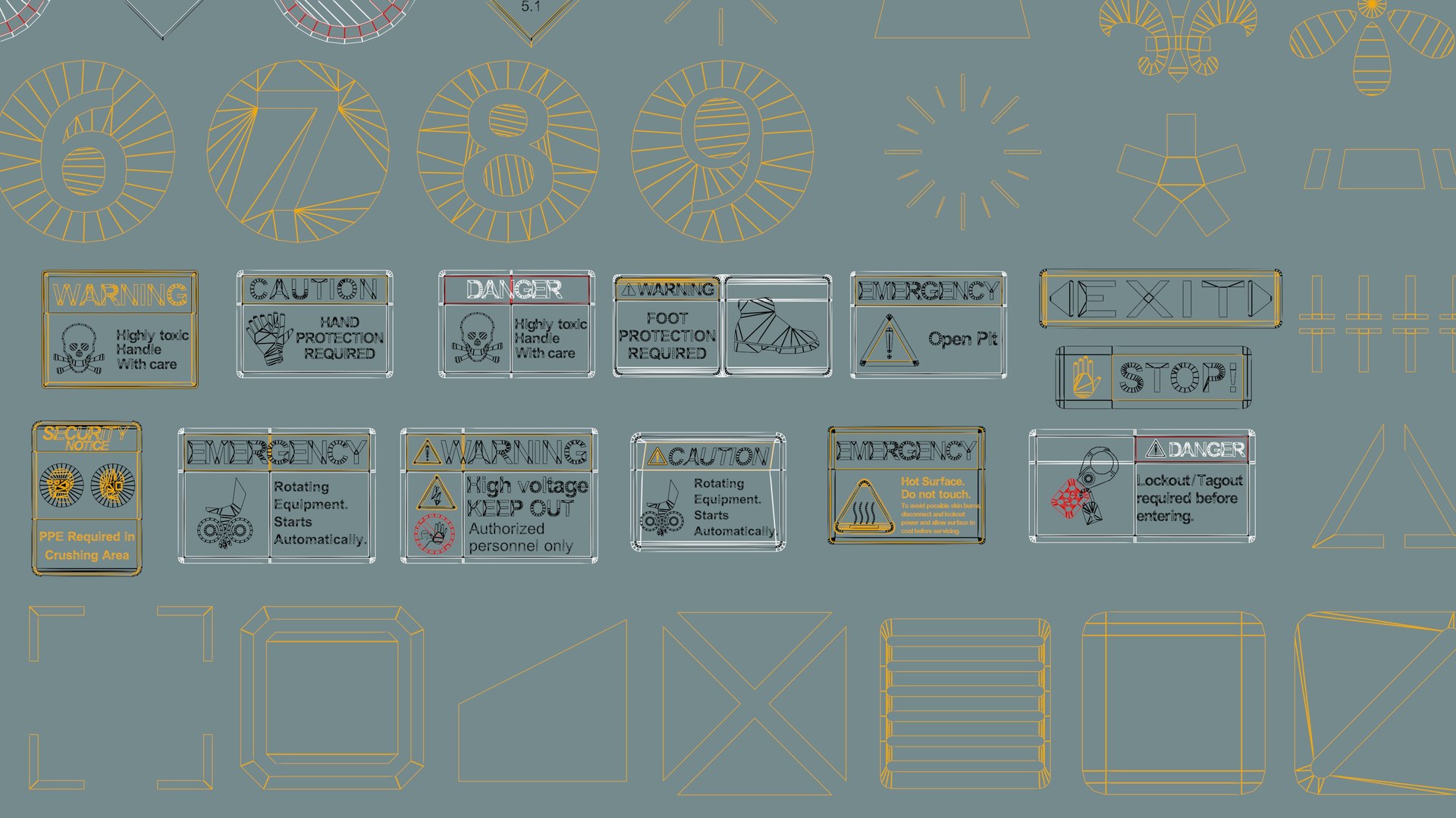 3D Polygon Decals 201 Pieces - Collection 2 - TurboSquid 2343314