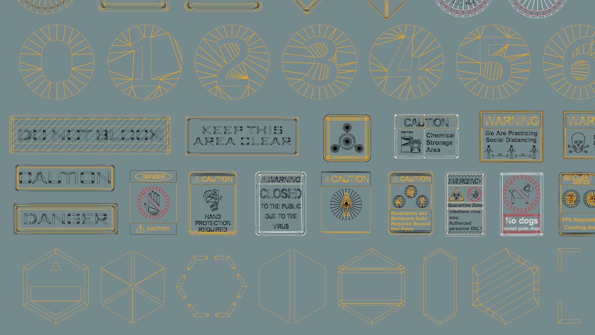 3D Polygon Decals 201 Pieces - Collection 2 - TurboSquid 2343314