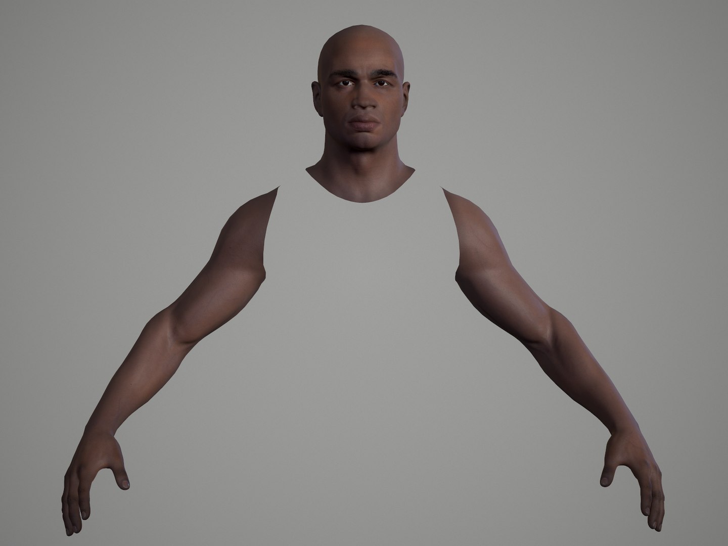 3D Model Male Head And Two Arms - 2 - TurboSquid 1895181