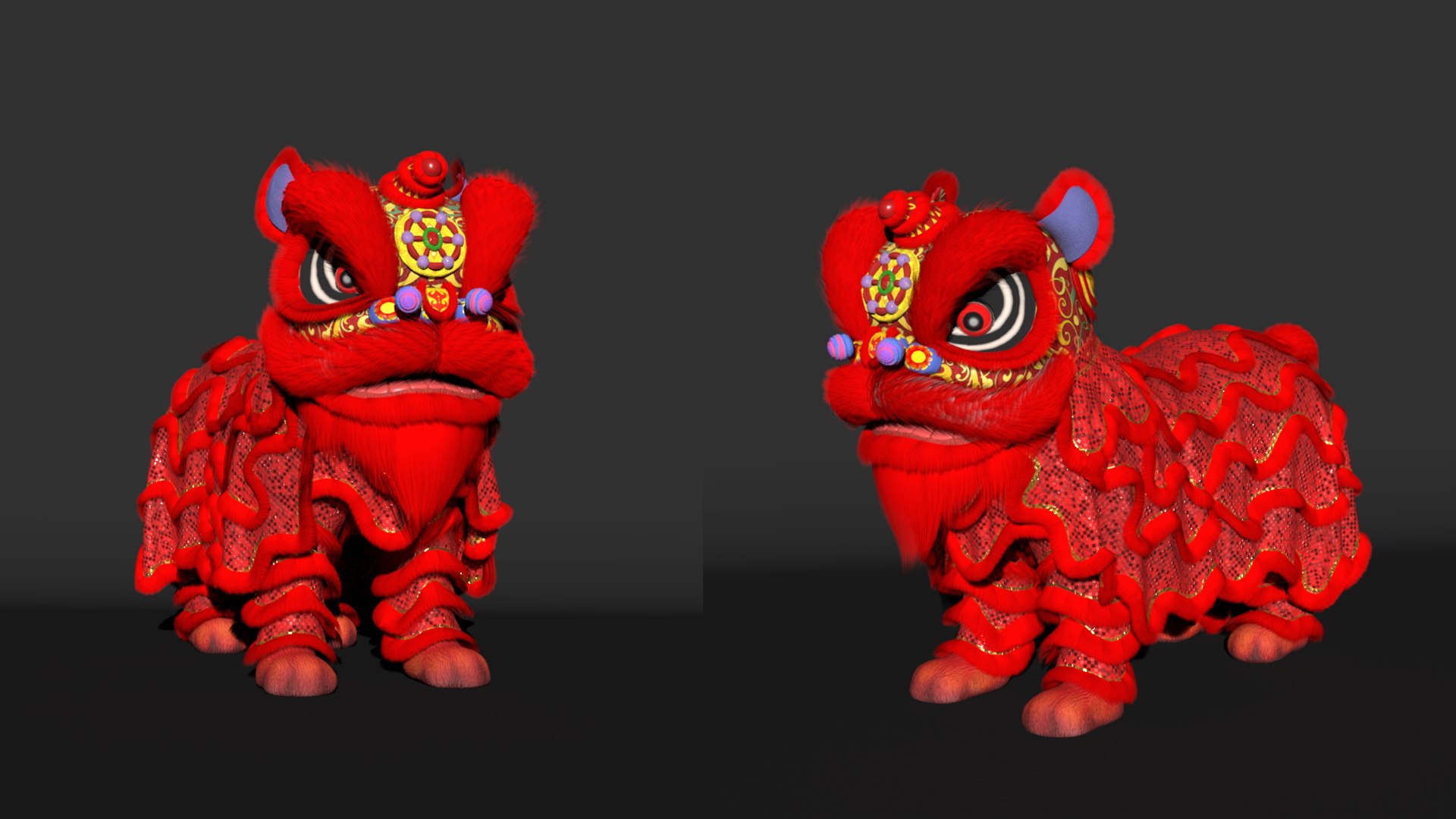 3D Model Lion Dance Lunar New Year - TurboSquid 2325199