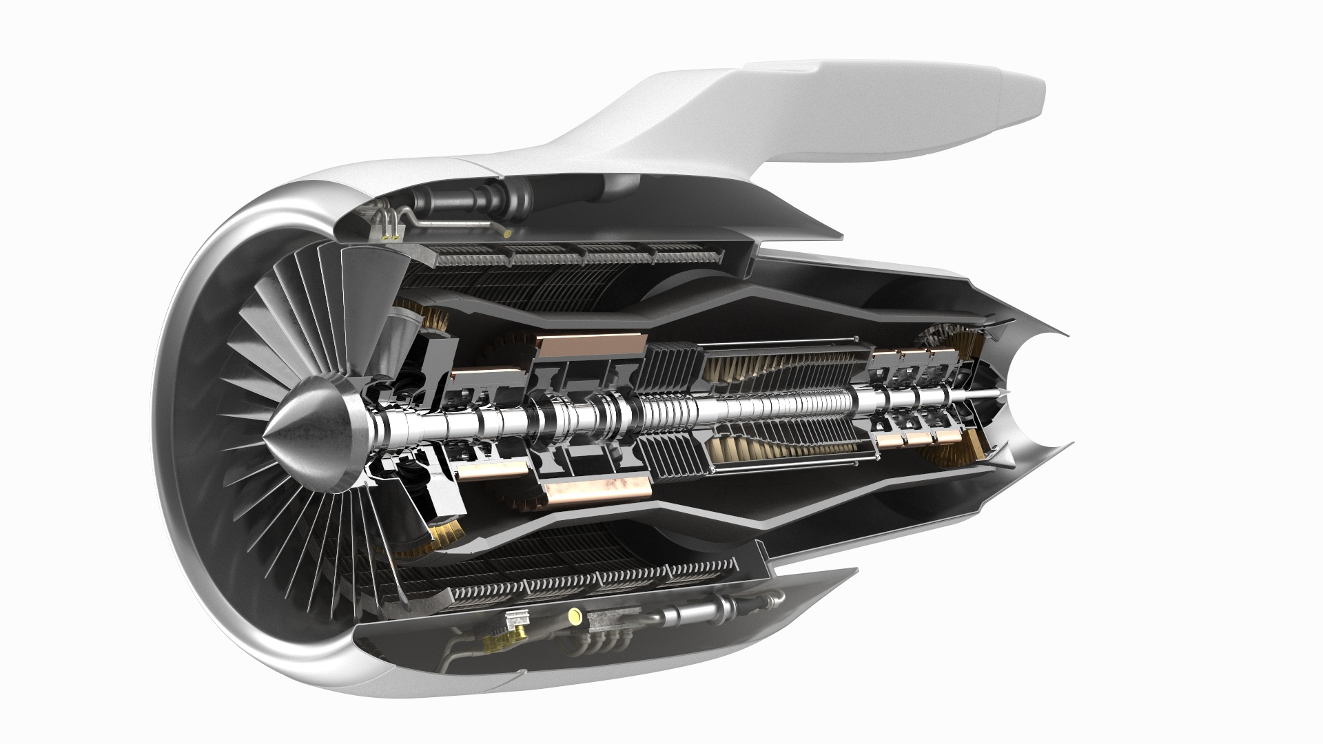Jet Engine In Section Cut Model - TurboSquid 2381124