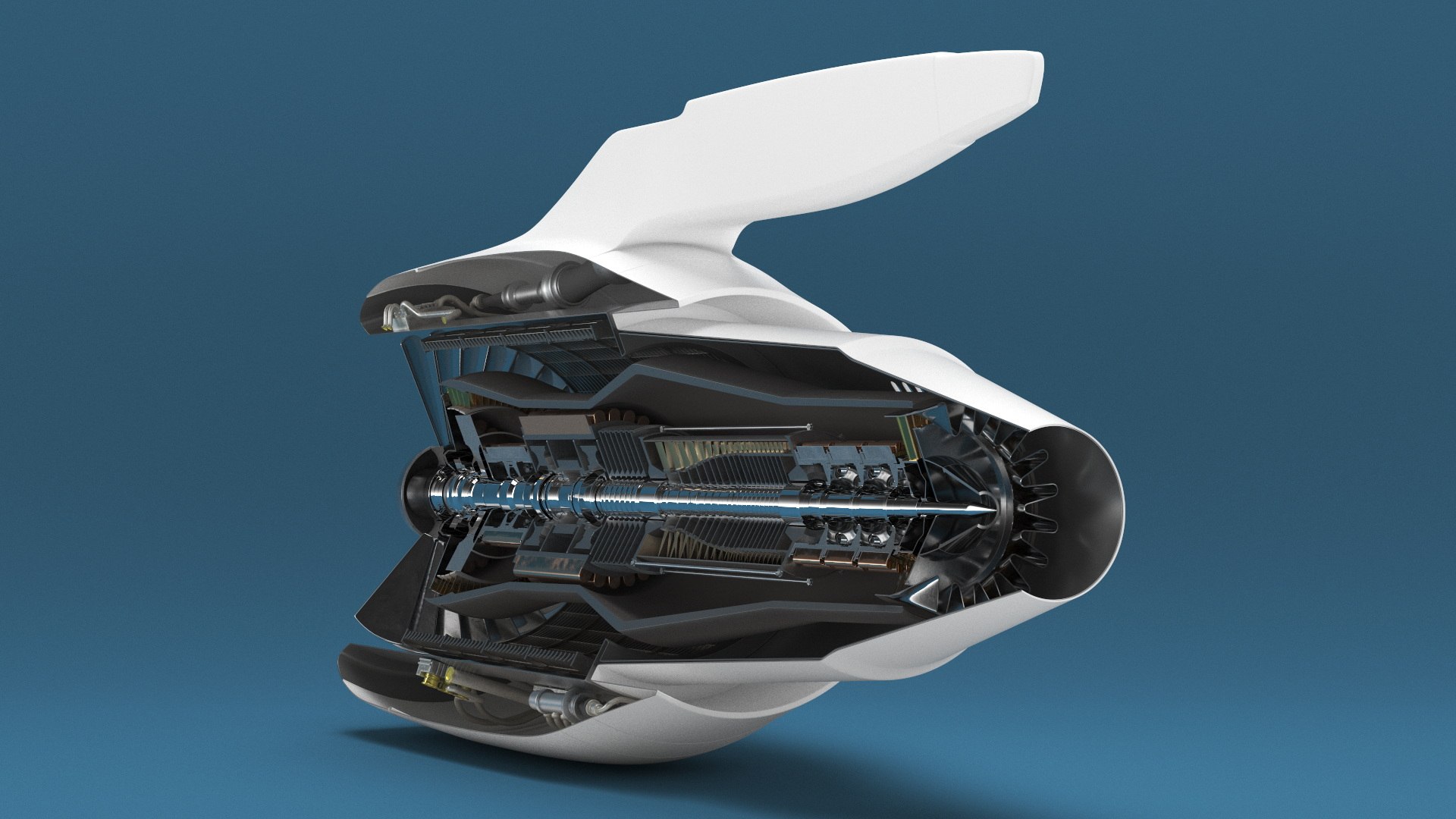 Jet Engine In Section Cut Model - TurboSquid 2381124
