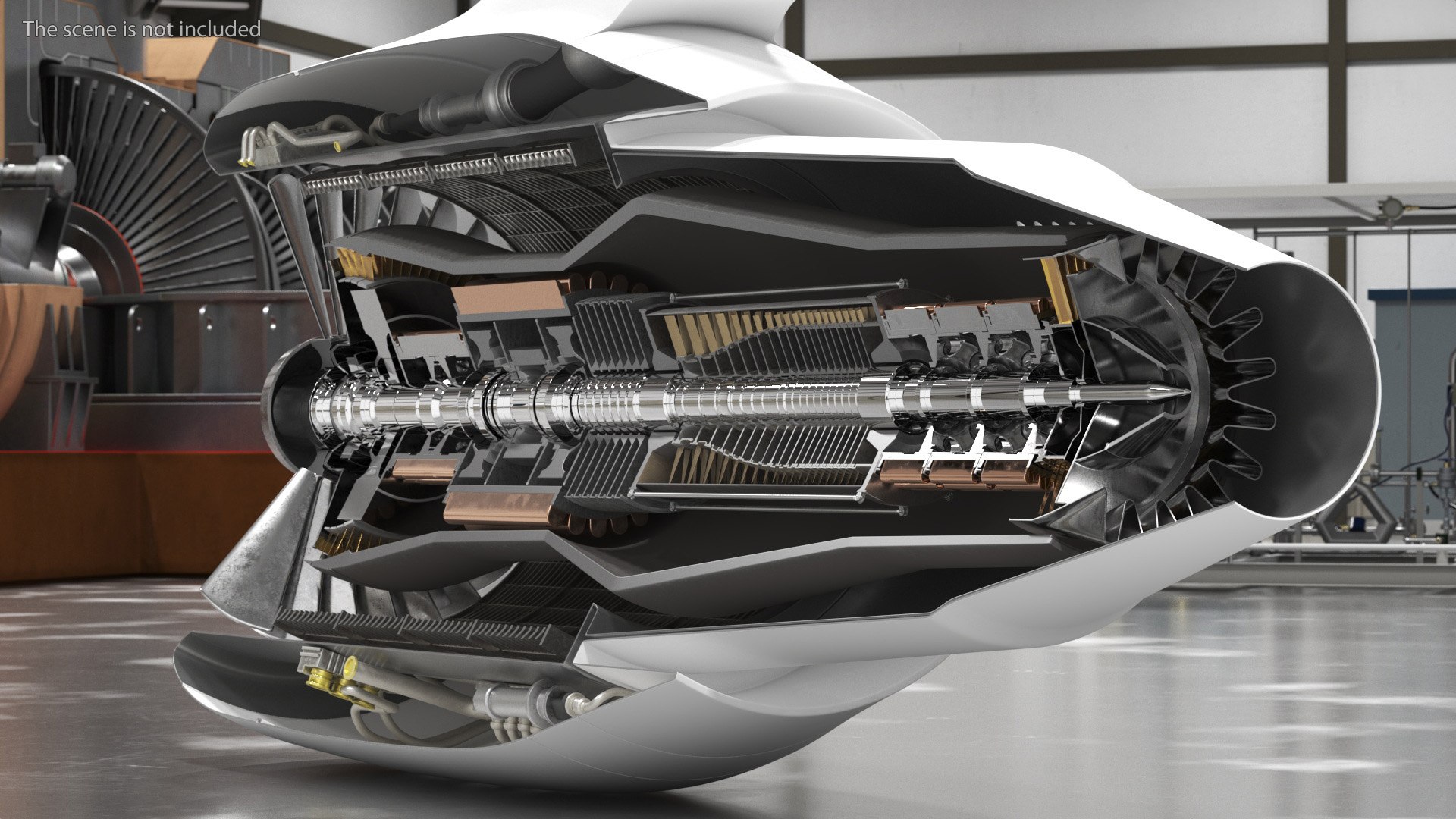 Jet Engine In Section Cut Model - TurboSquid 2381124