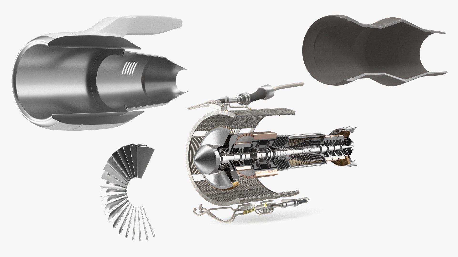 Jet Engine In Section Cut Model - TurboSquid 2381124