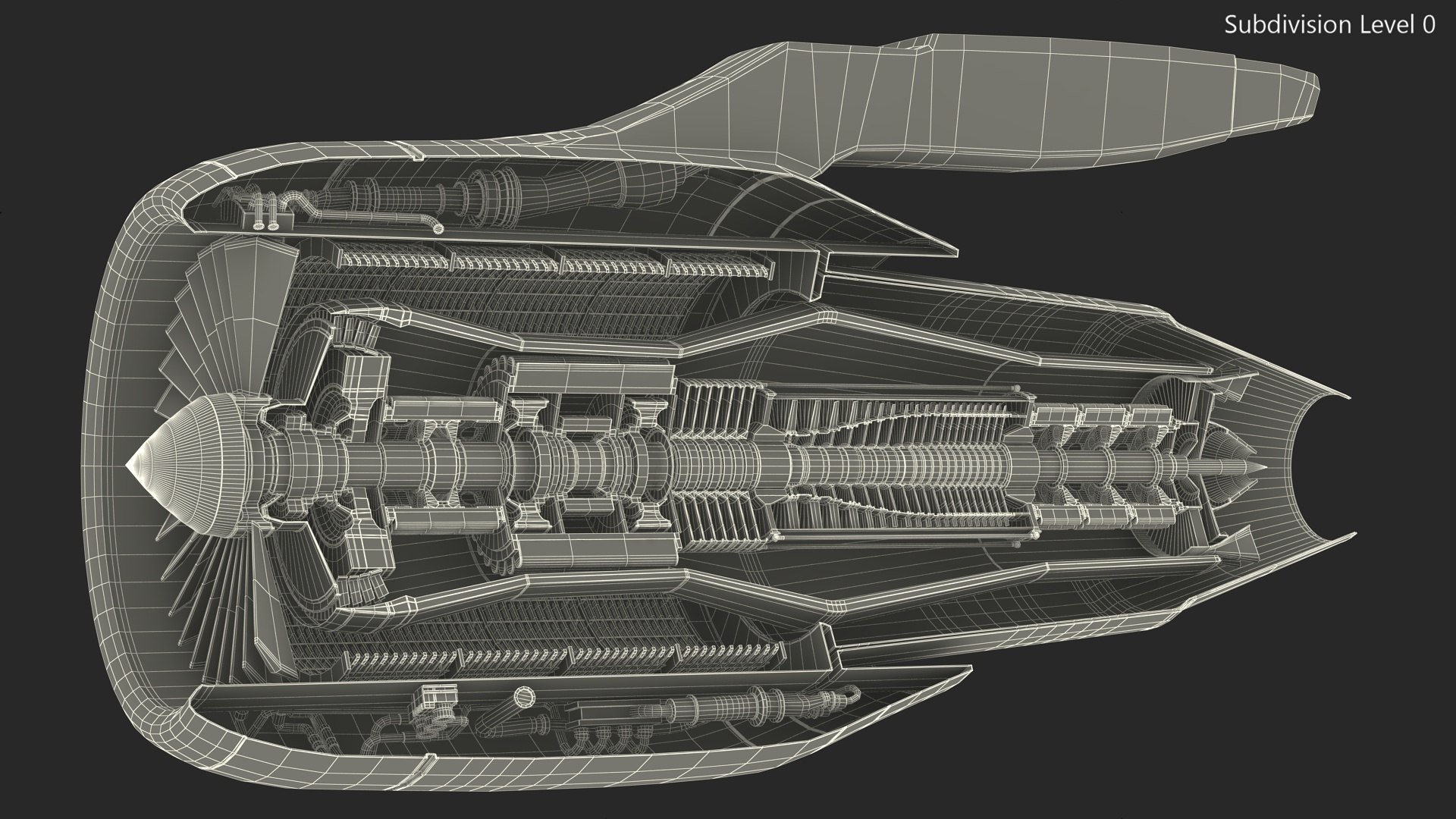 Jet Engine In Section Cut Model - TurboSquid 2381124