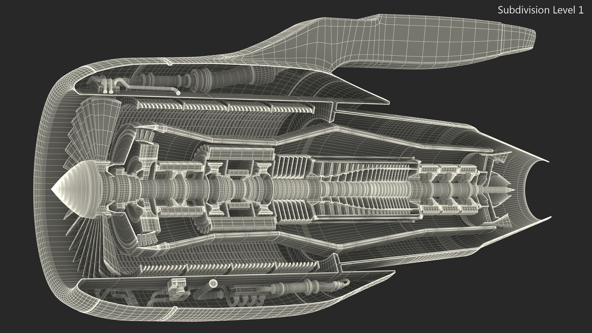 Jet Engine In Section Cut Model - TurboSquid 2381124