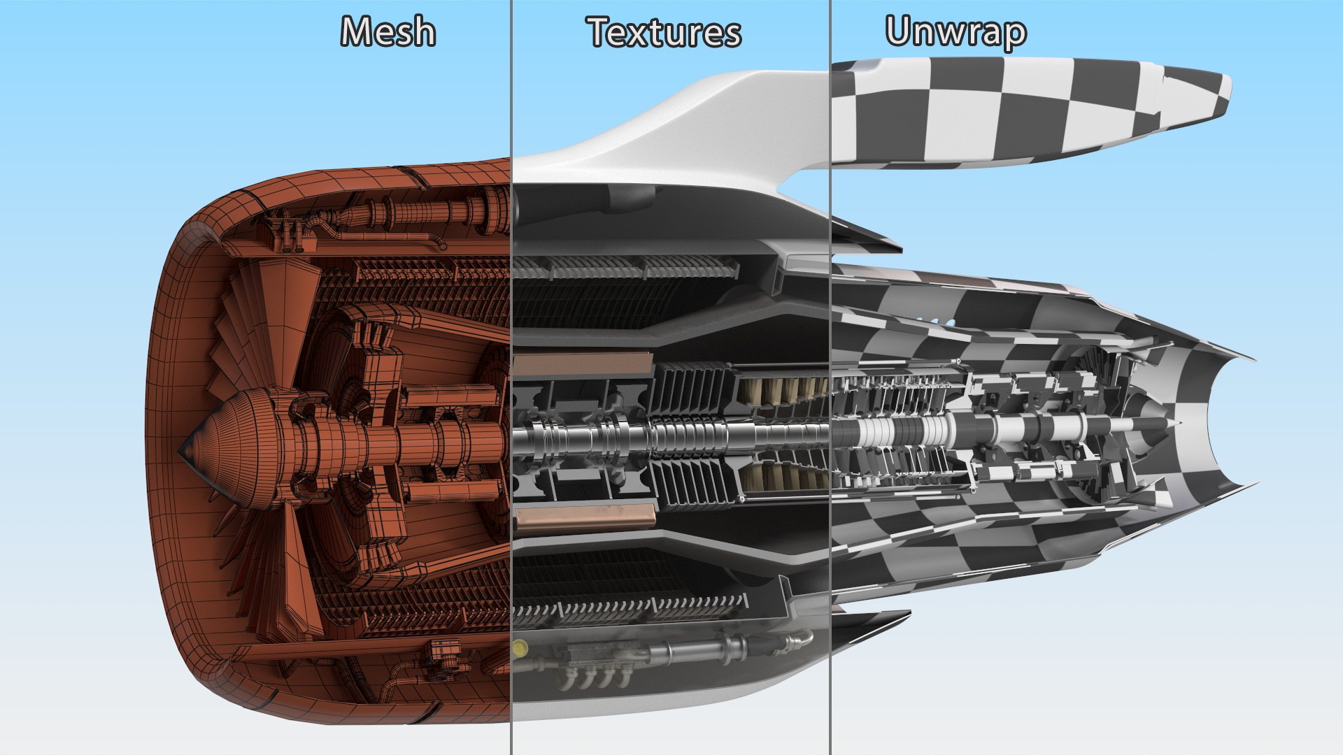 Jet Engine In Section Cut Model - TurboSquid 2381124
