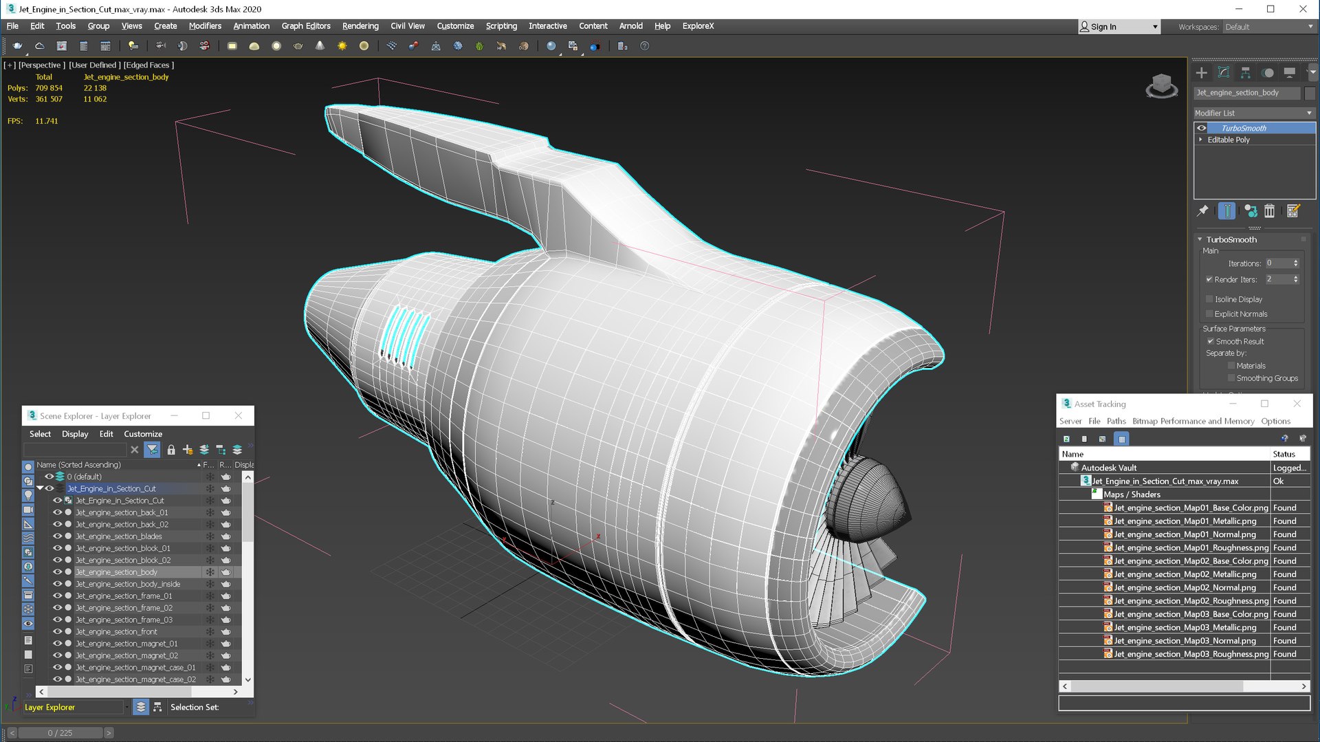 Jet Engine In Section Cut Model - TurboSquid 2381124