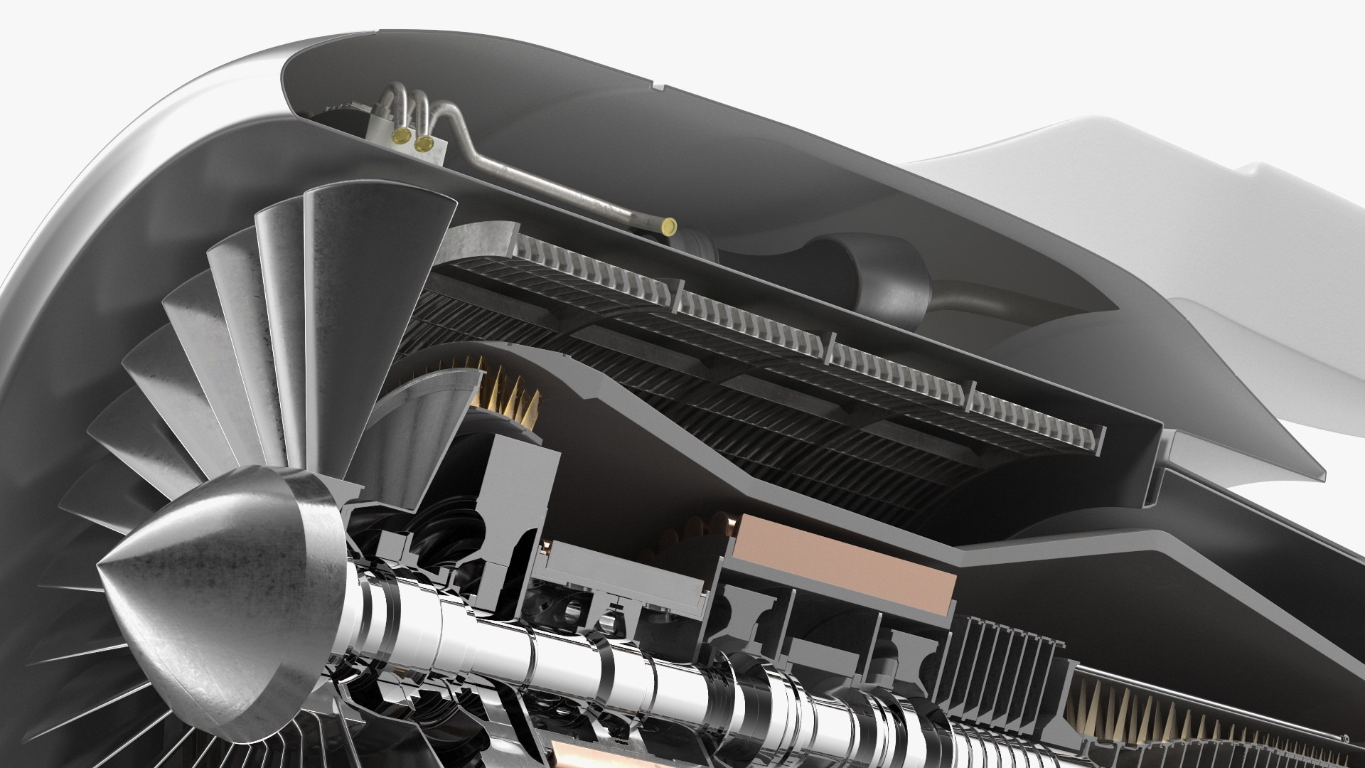 Jet Engine In Section Cut Model - TurboSquid 2381124
