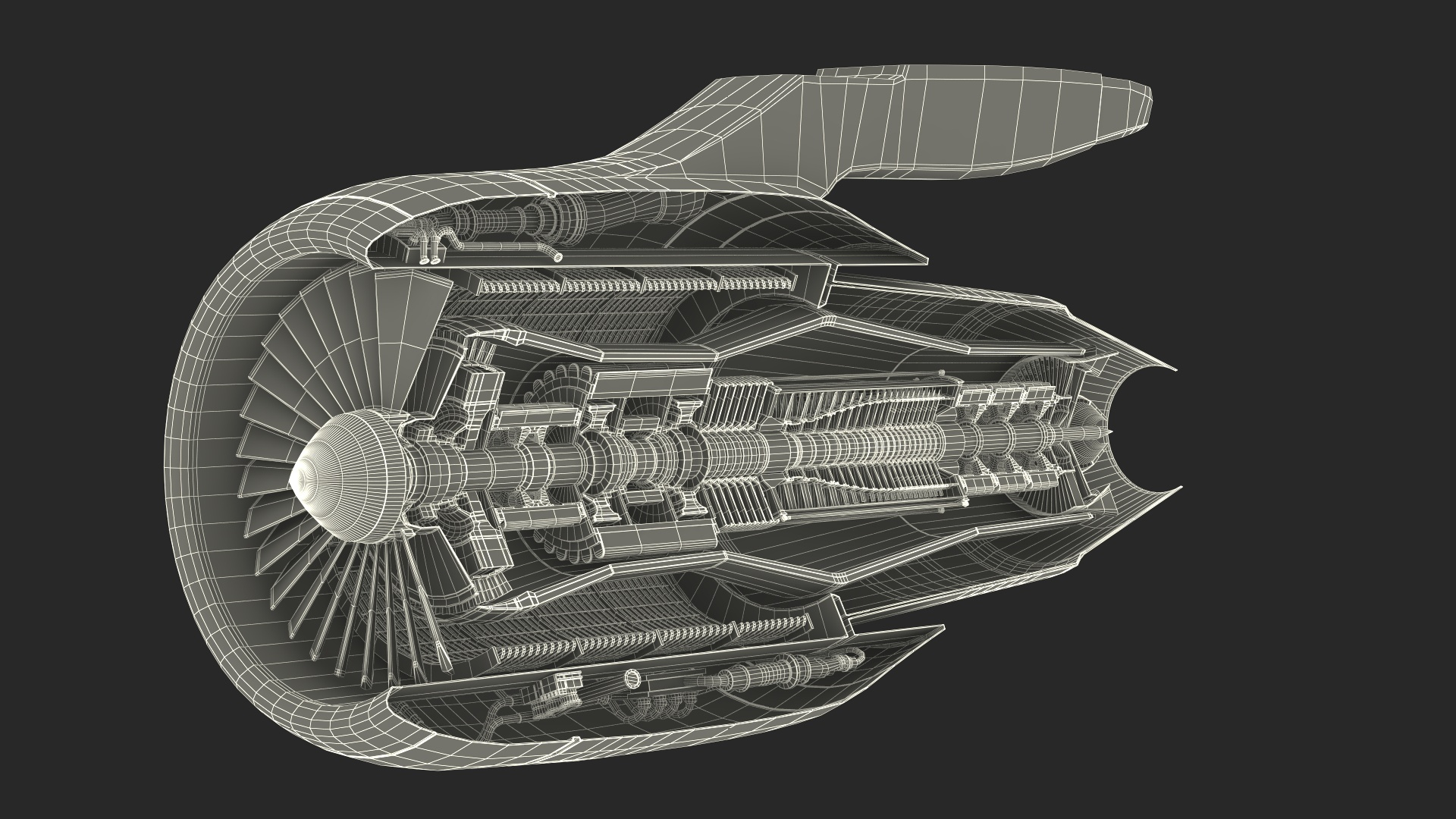 Jet Engine In Section Cut Model - TurboSquid 2381124