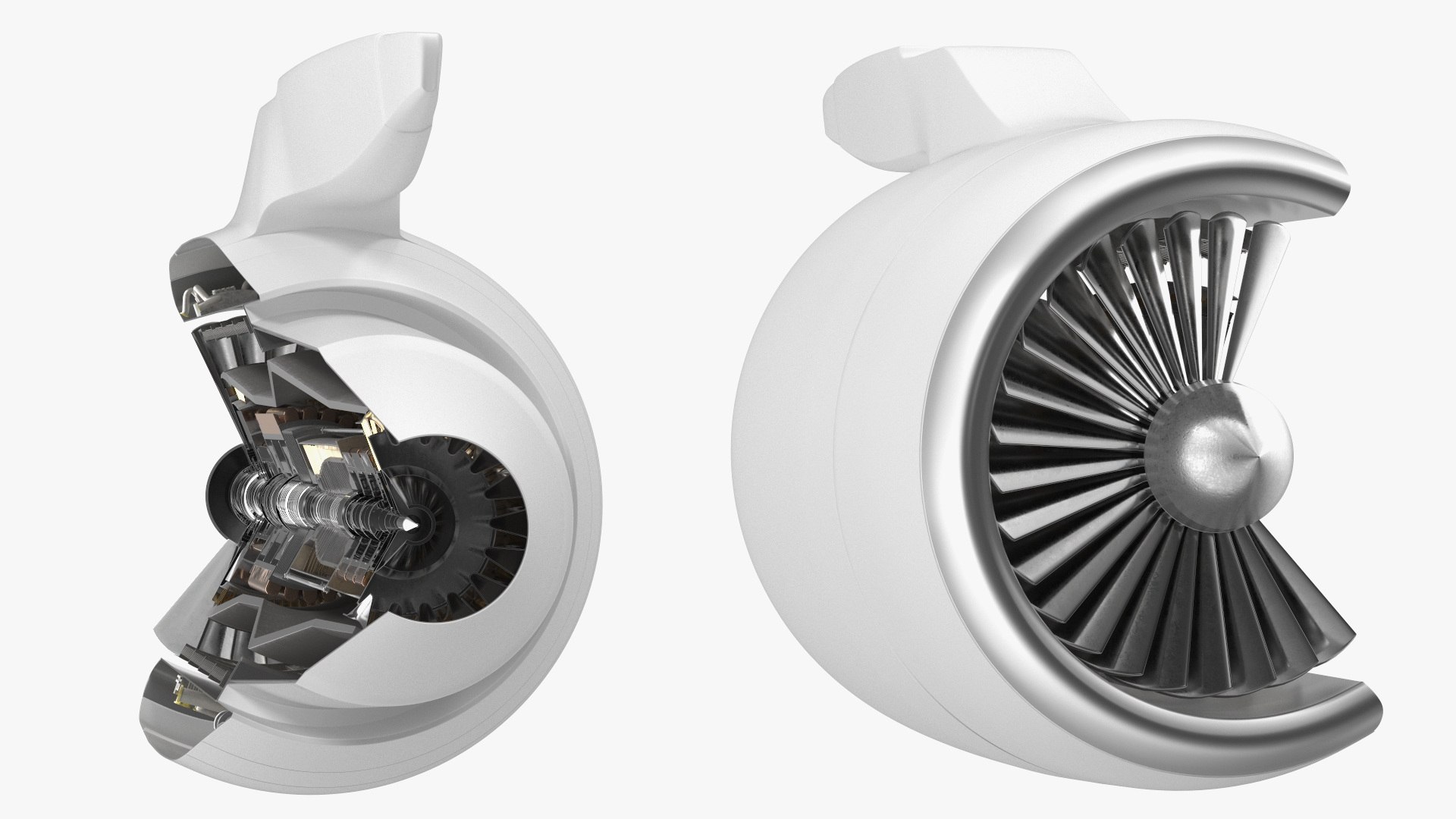 Jet Engine In Section Cut Model - TurboSquid 2381124