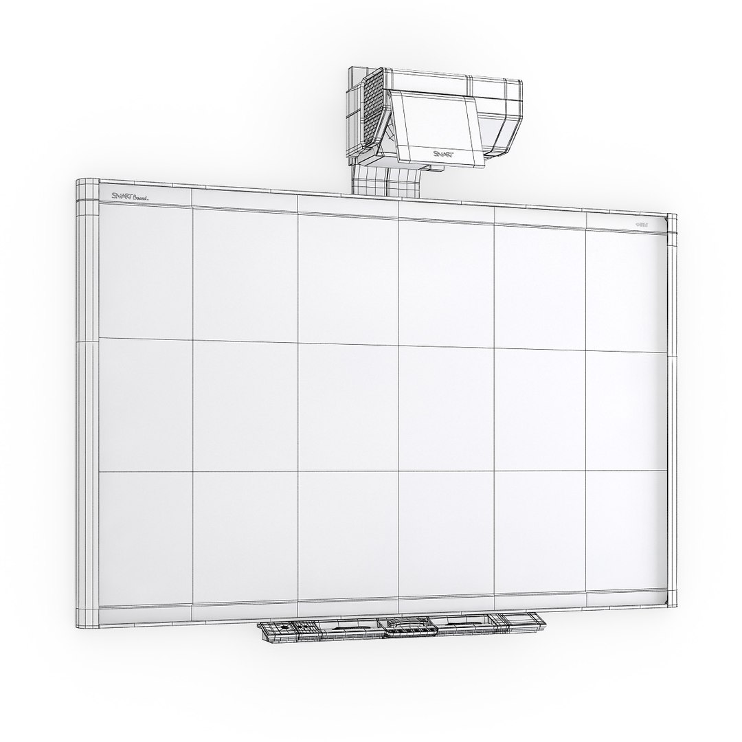 Smart Board 885ix Whiteboard 3d Model