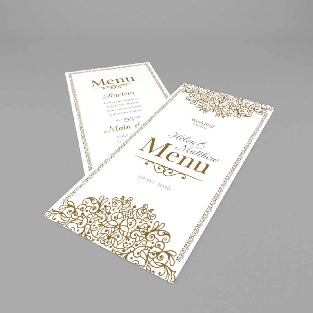 3d Obj Wedding Menu