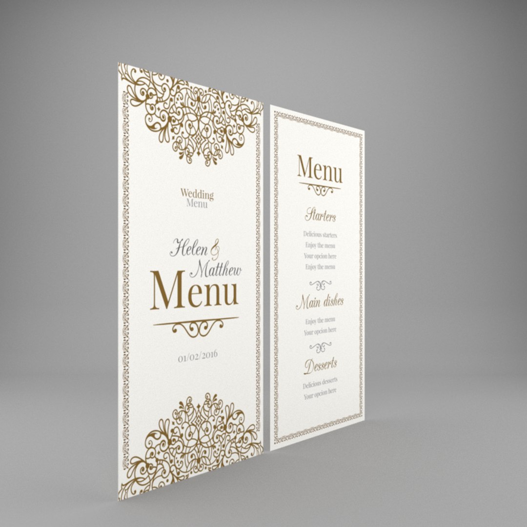 3d Obj Wedding Menu
