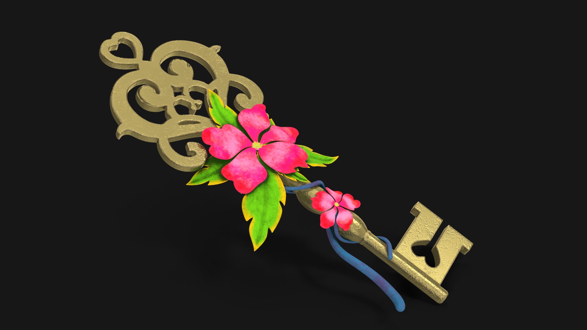 3D Model Flower Key Gold - TurboSquid 1665264