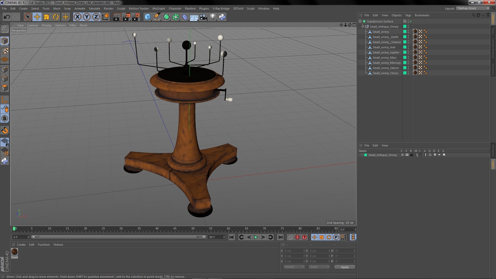 Small Antique Orrery Model - TurboSquid 1930079