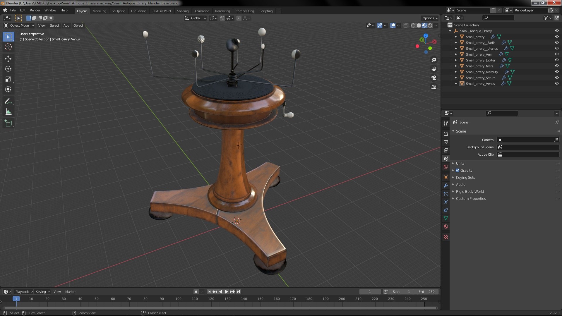 Small Antique Orrery Model - TurboSquid 1930079