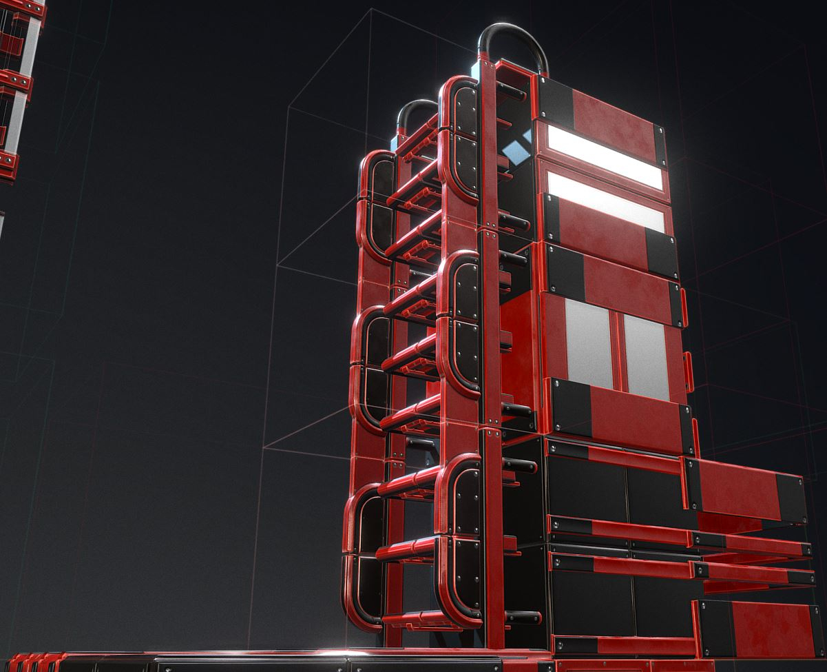 3D modular ladder red glass | 1148045 | TurboSquid