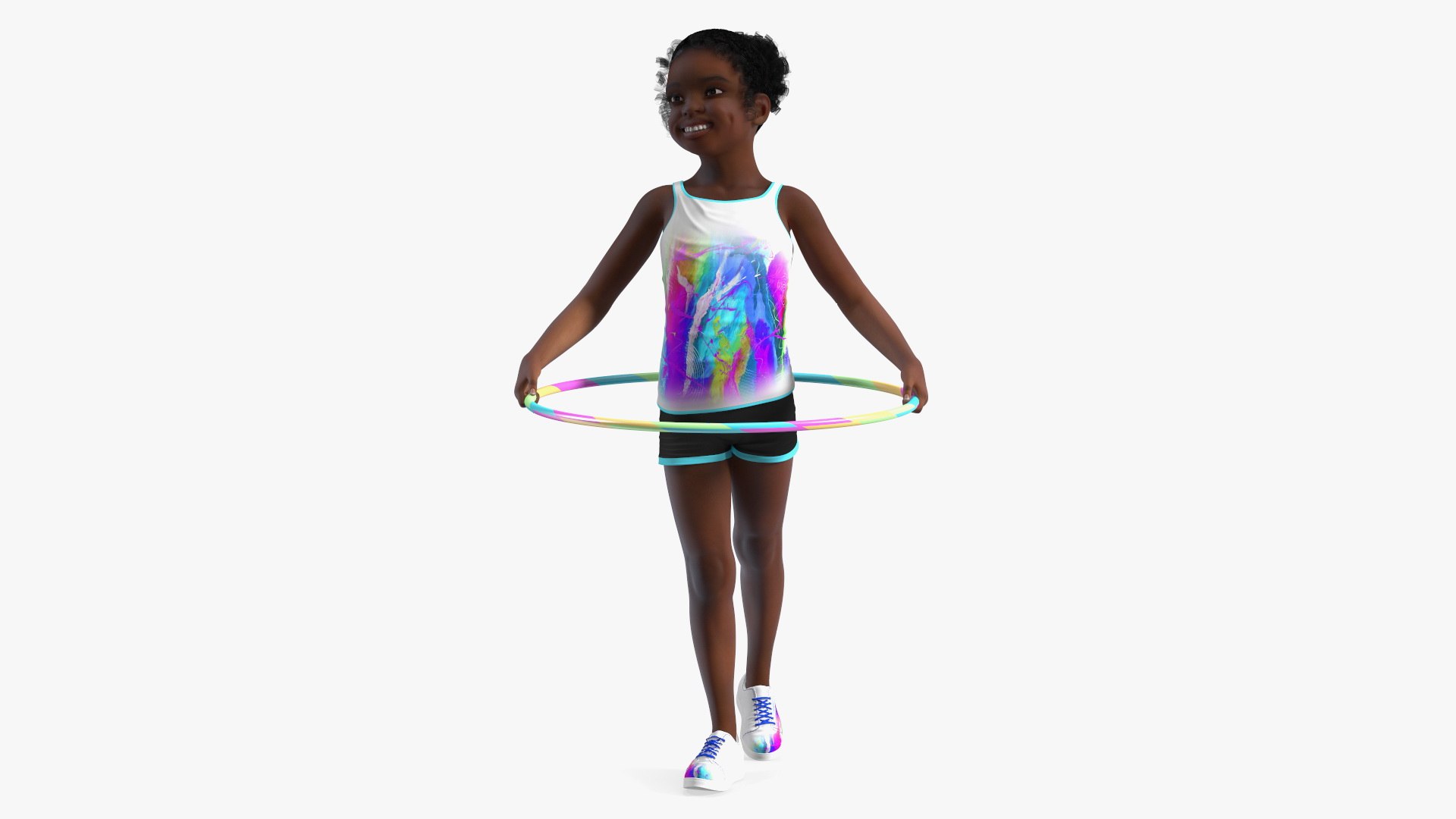 Black Girl Child Sporty Style With Hoop Rigged Model - TurboSquid 2098064