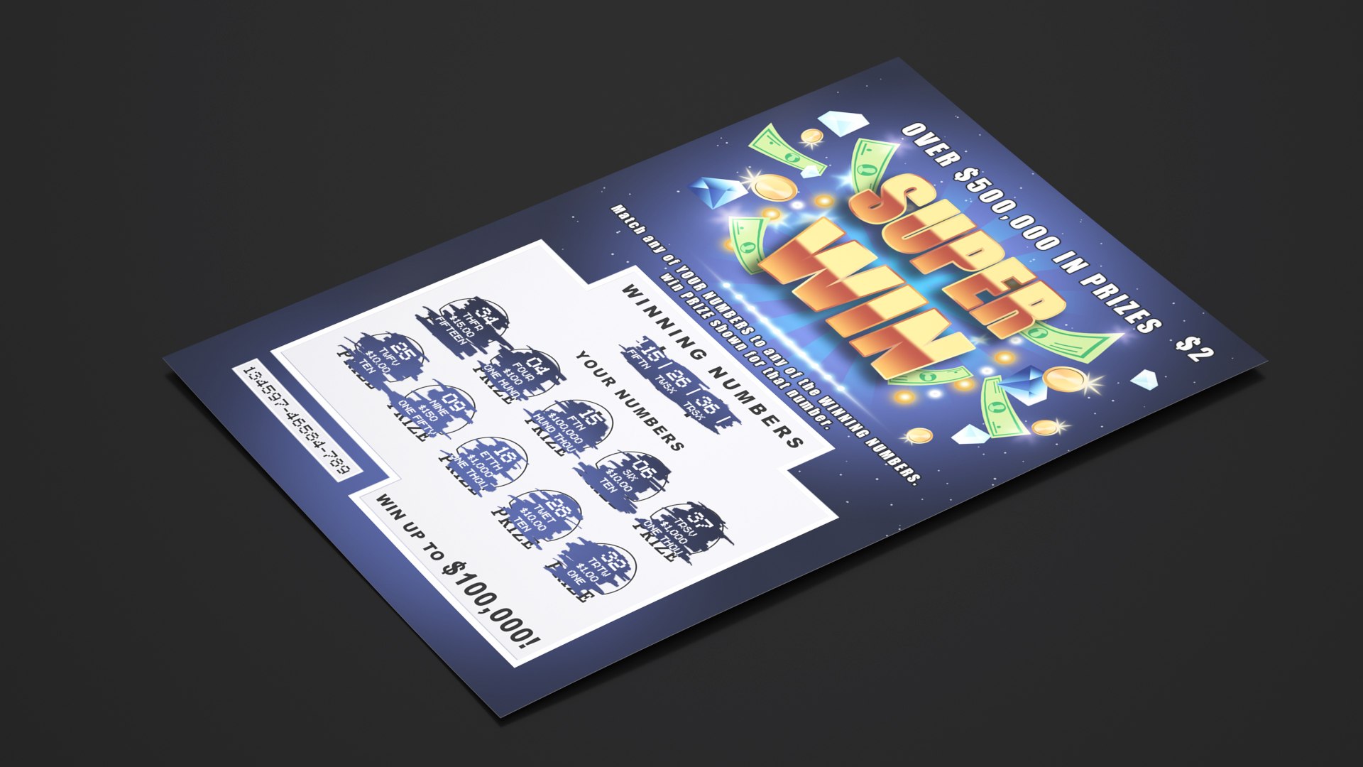Super Win Scratch Off Lottery With Erased Layer 3D Model - TurboSquid ...