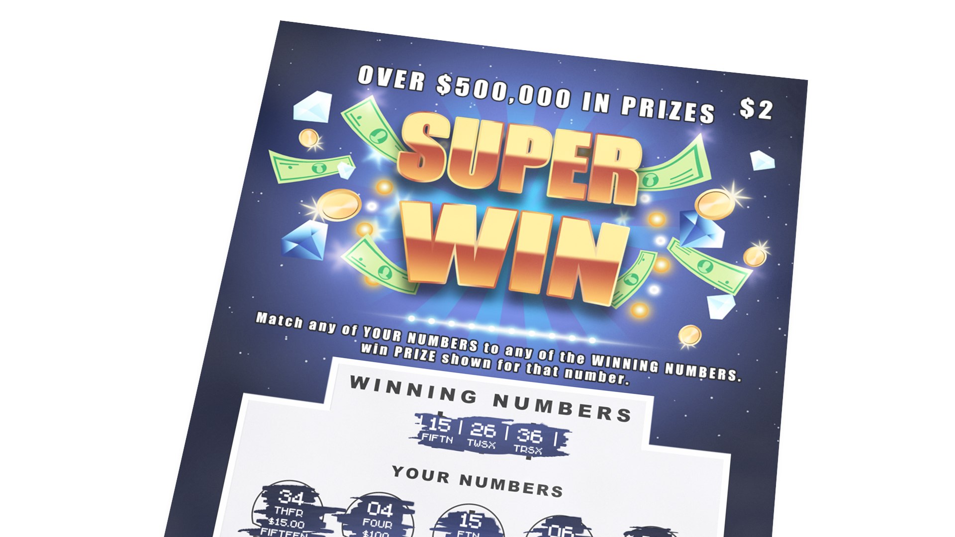 Super Win Scratch Off Lottery With Erased Layer 3D Model - TurboSquid ...