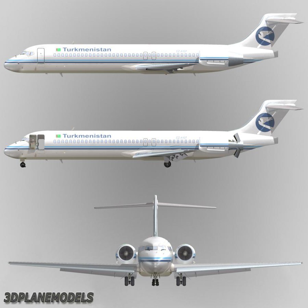 B717-200 Airliner Turkmenistan Aviation 3d 3ds