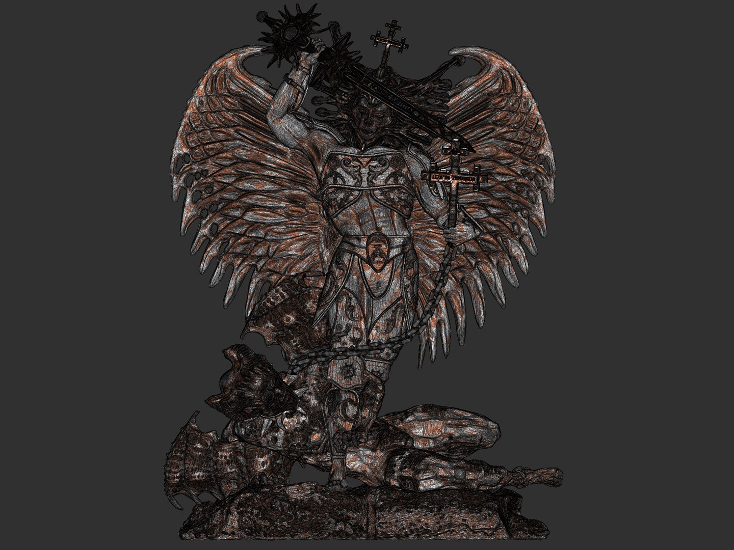 3D Archangel Michael fights Lucifer 2 - TurboSquid 2155591