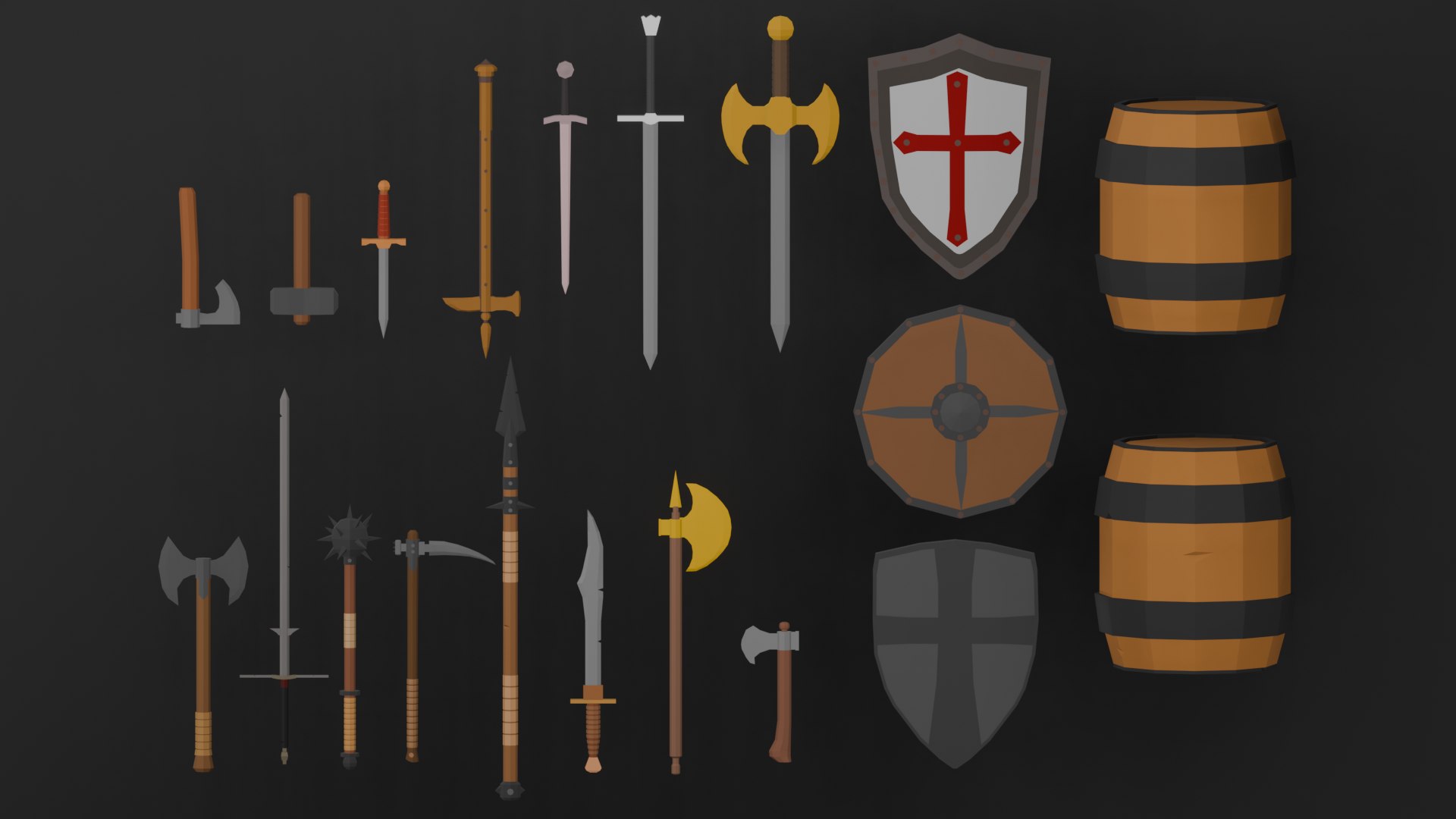 LOW POLY MEDIEVAL WEAPONS PACK 3D - TurboSquid 2245816