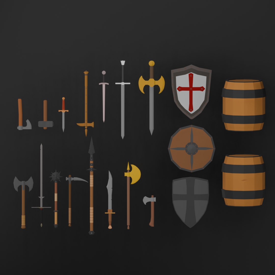 LOW POLY MEDIEVAL WEAPONS PACK 3D - TurboSquid 2245816