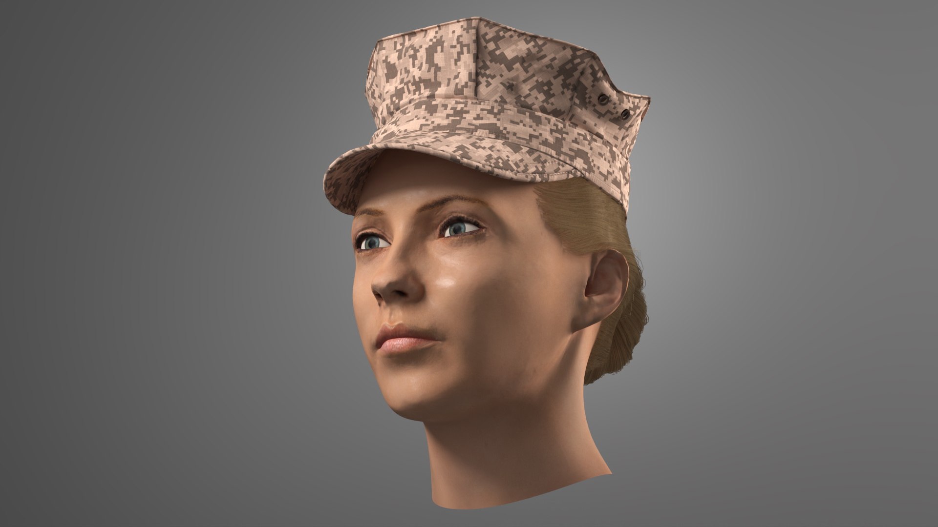 Female Soldier Head Fur 3D - TurboSquid 2419395