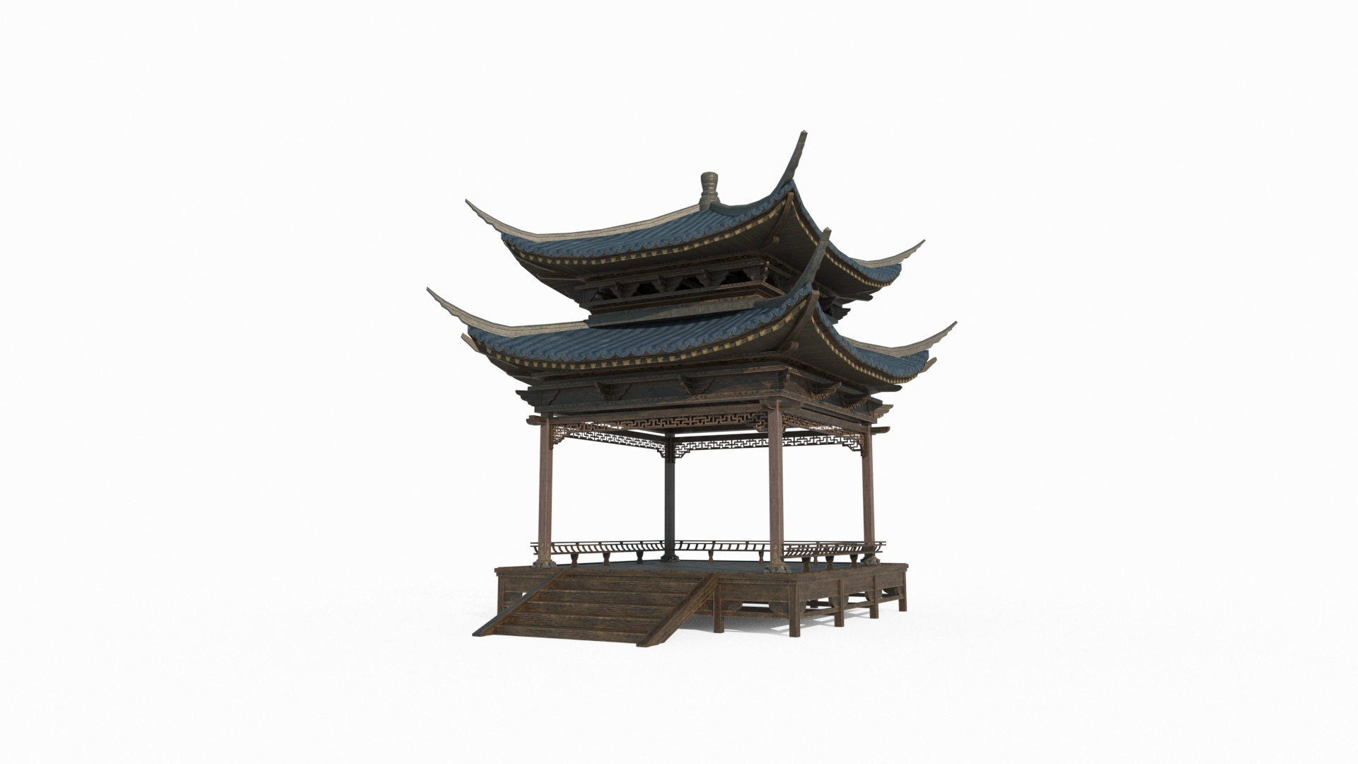 Square pavilion in ancient Asian architecture 3D - TurboSquid 2128714