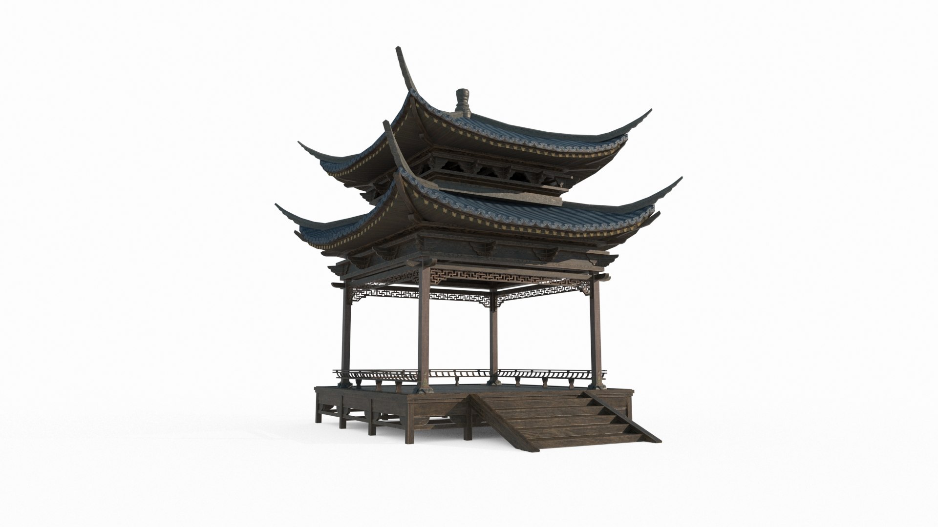 Square pavilion in ancient Asian architecture 3D - TurboSquid 2128714