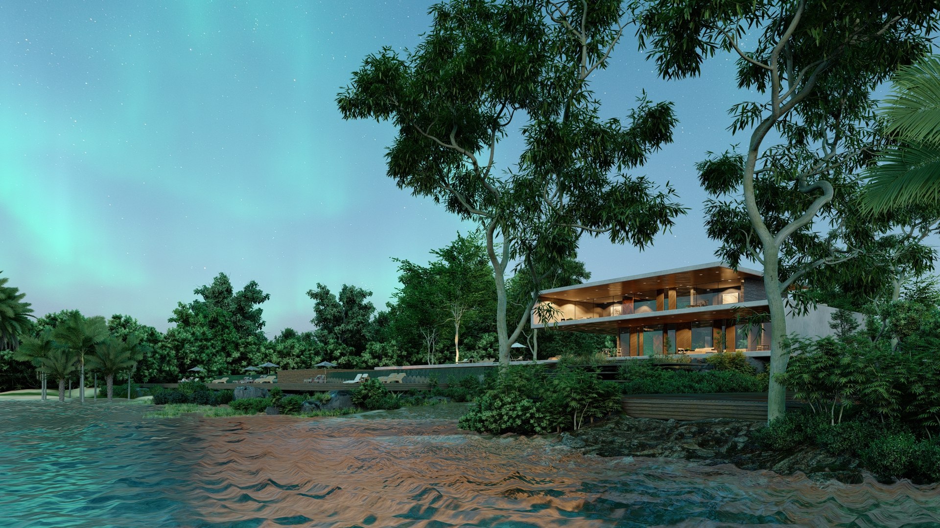 3D Folding Modern Architecture Beach House Villa Revit N Lumion Rocks ...