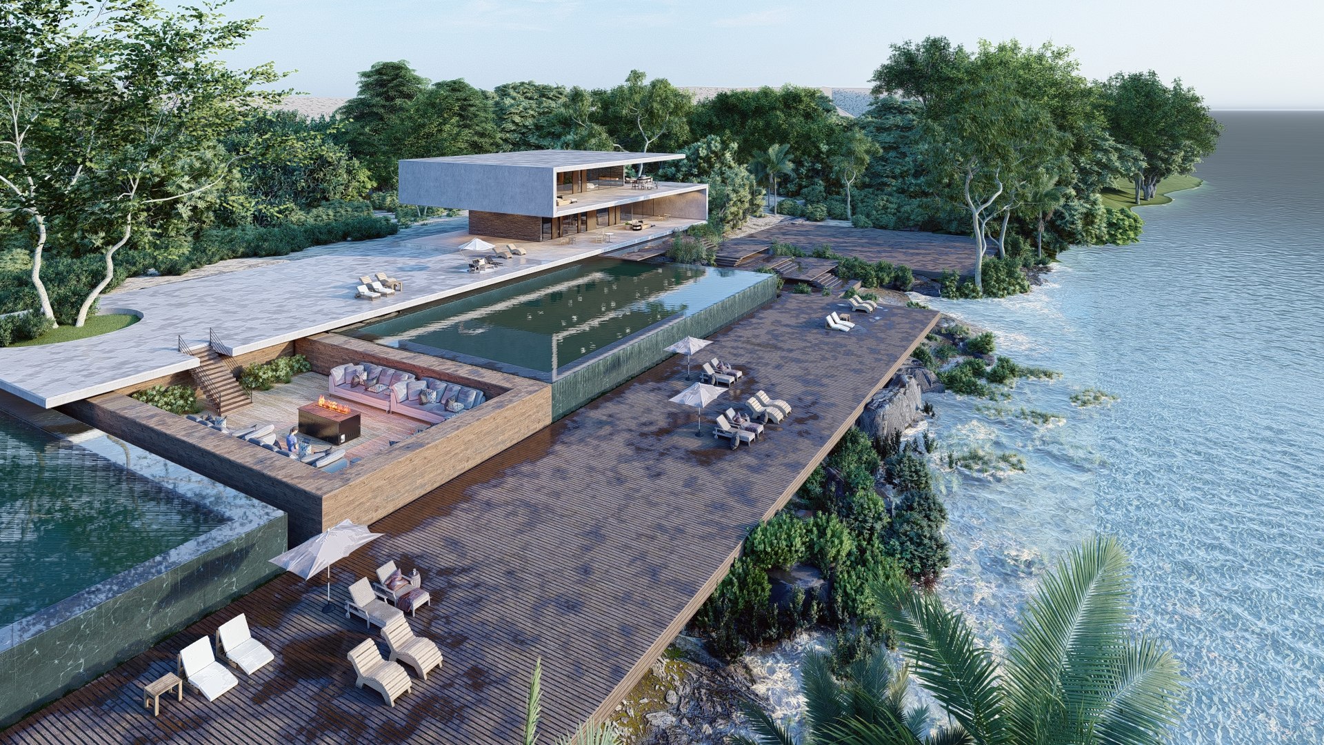 3D Folding Modern Architecture Beach House Villa Revit N Lumion Rocks ...