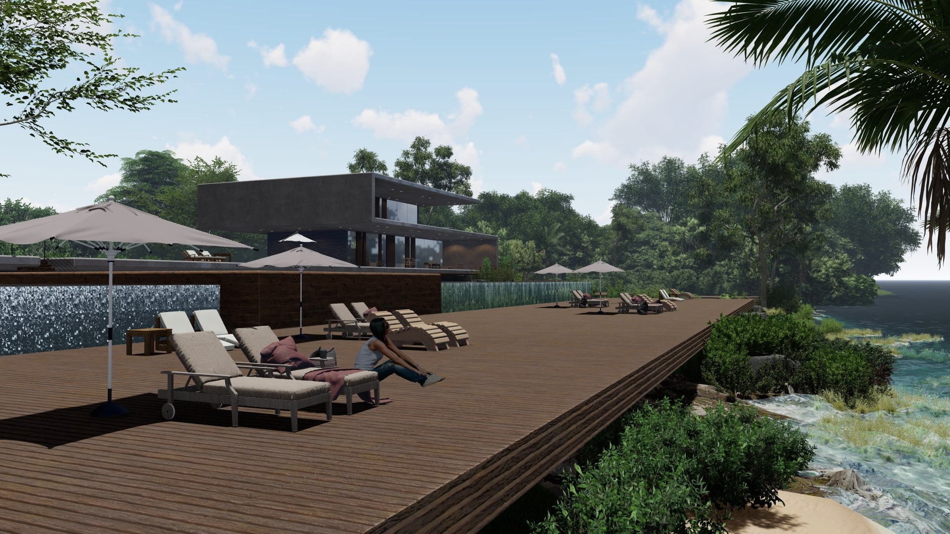 3D Folding Modern Architecture Beach House Villa Revit N Lumion Rocks ...