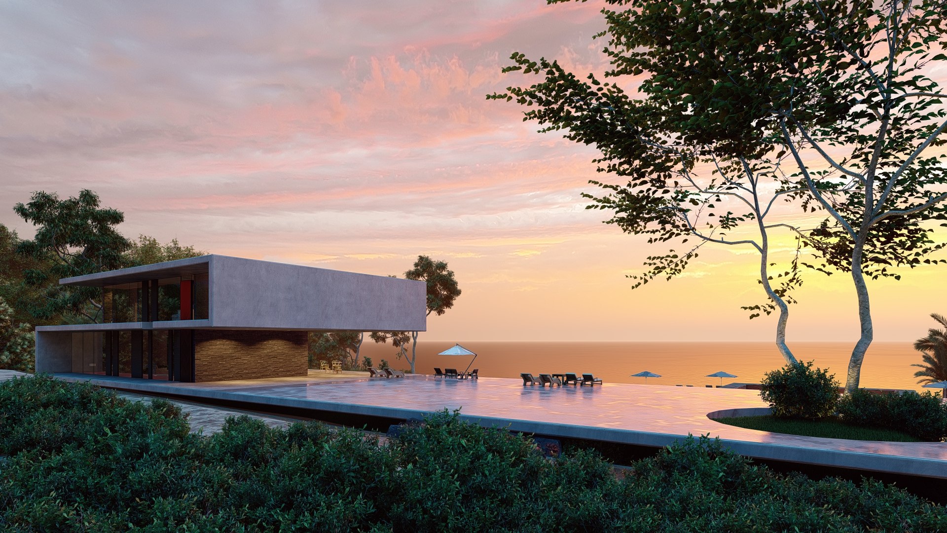 3D Folding Modern Architecture Beach House Villa Revit N Lumion Rocks ...