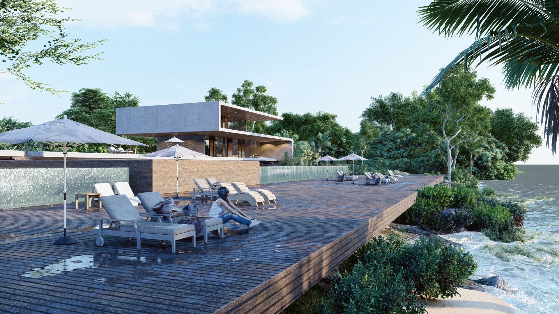 3D Folding Modern Architecture Beach House Villa Revit N Lumion Rocks ...