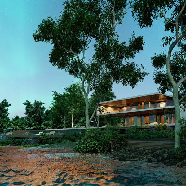 modelo 3d Villa plegable de arquitectura moderna en la playa Revit n ...