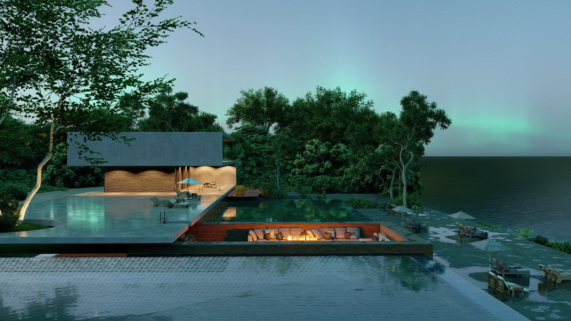 3D Folding Modern Architecture Beach House Villa Revit N Lumion Rocks ...