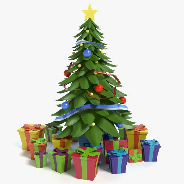 3d cartoon style christmas tree model
