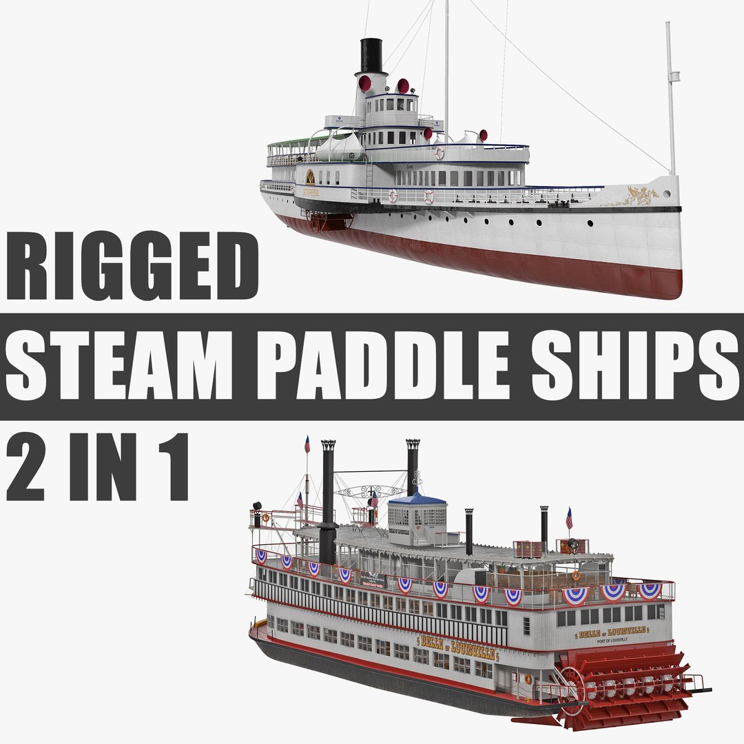 Rigged steam paddle ships 3D model - TurboSquid 1227304