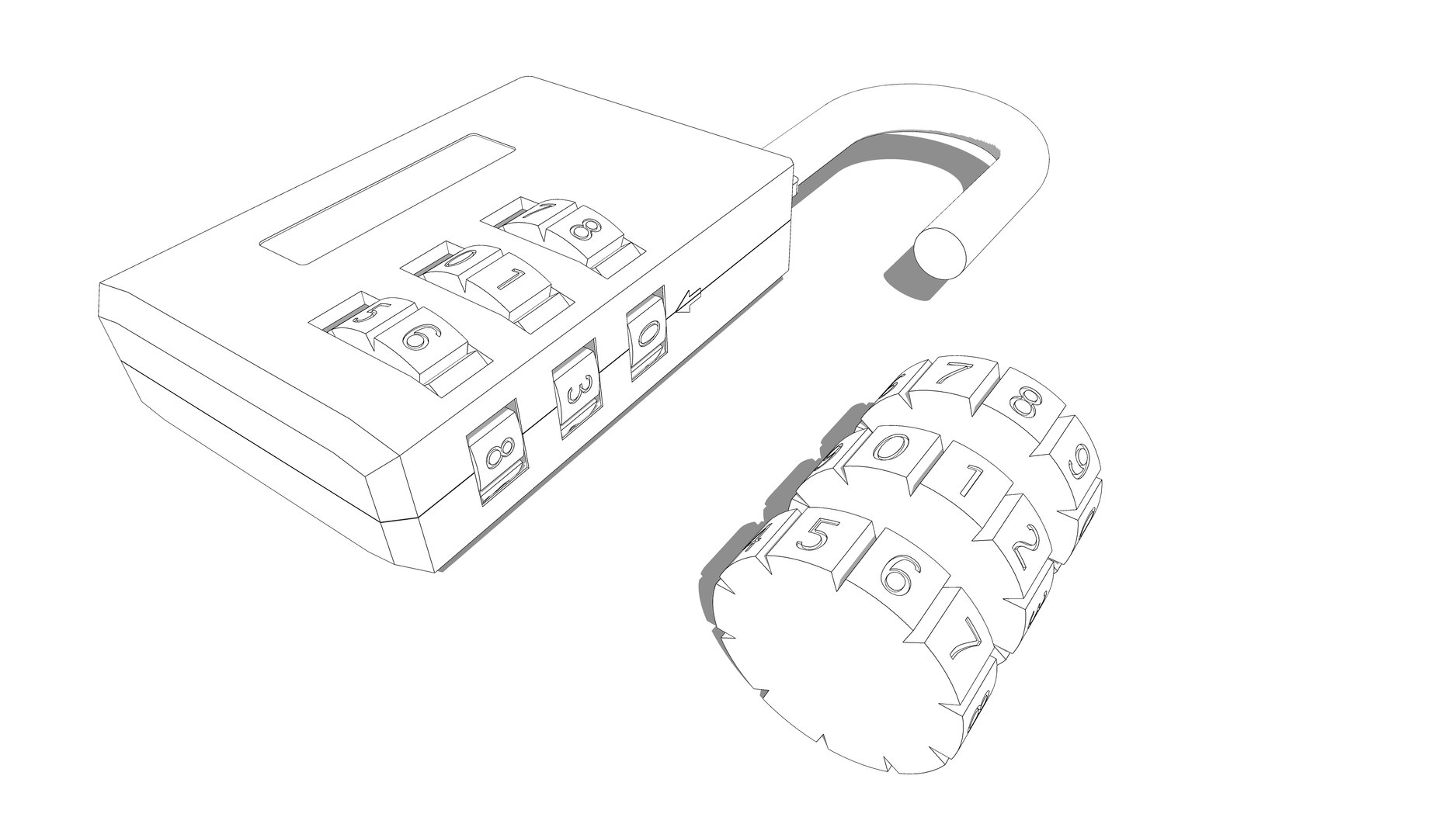 3D 3 Dial Sesame Lock Combination Lock - TurboSquid 1916013