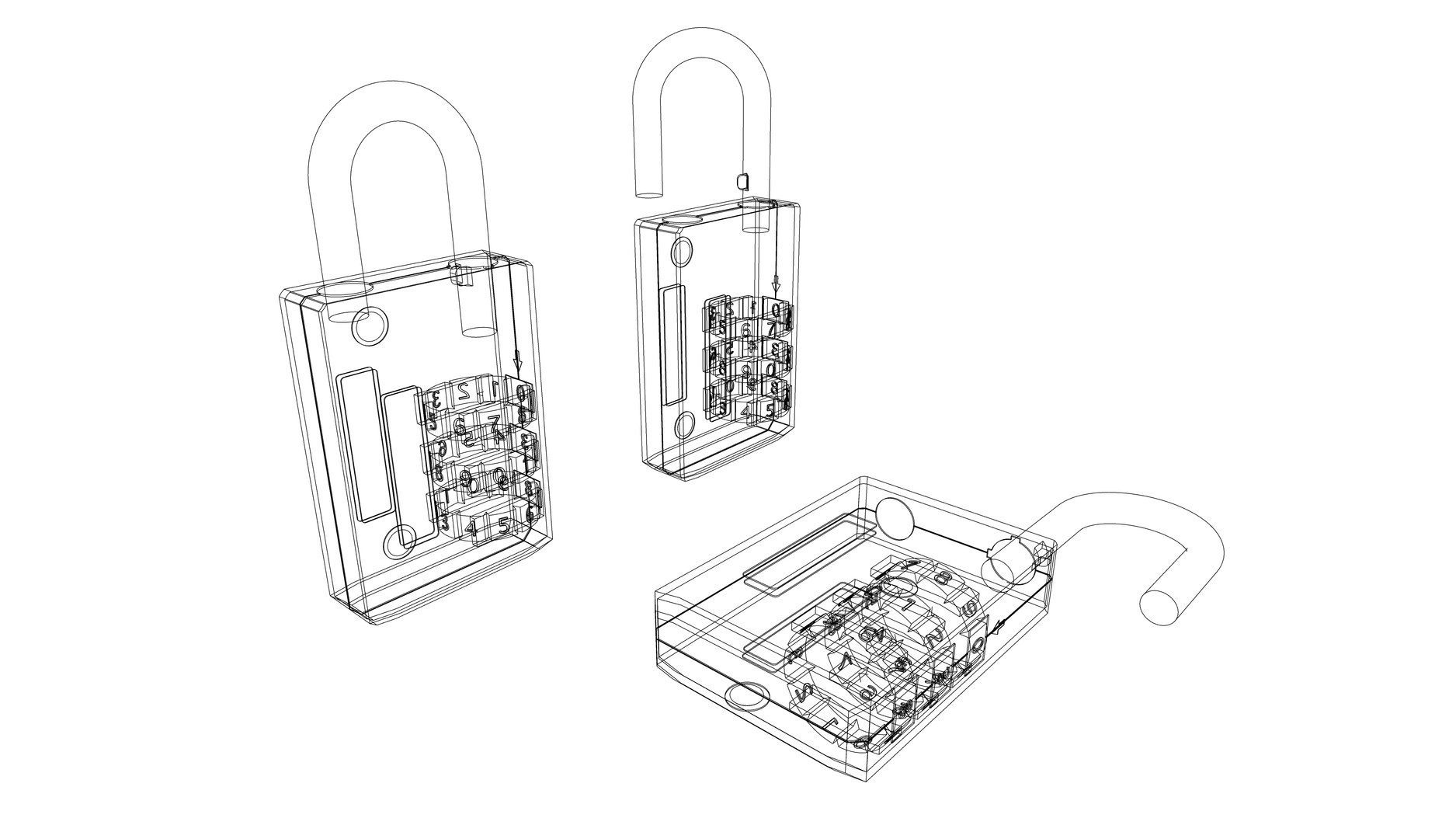 3D 3 Dial Sesame Lock Combination Lock - TurboSquid 1916013