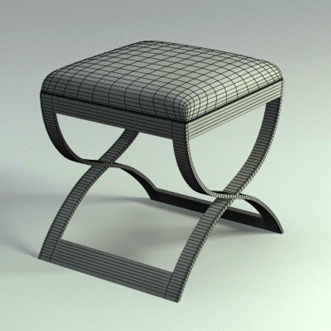 Chrome Leather Stool - 3d Max