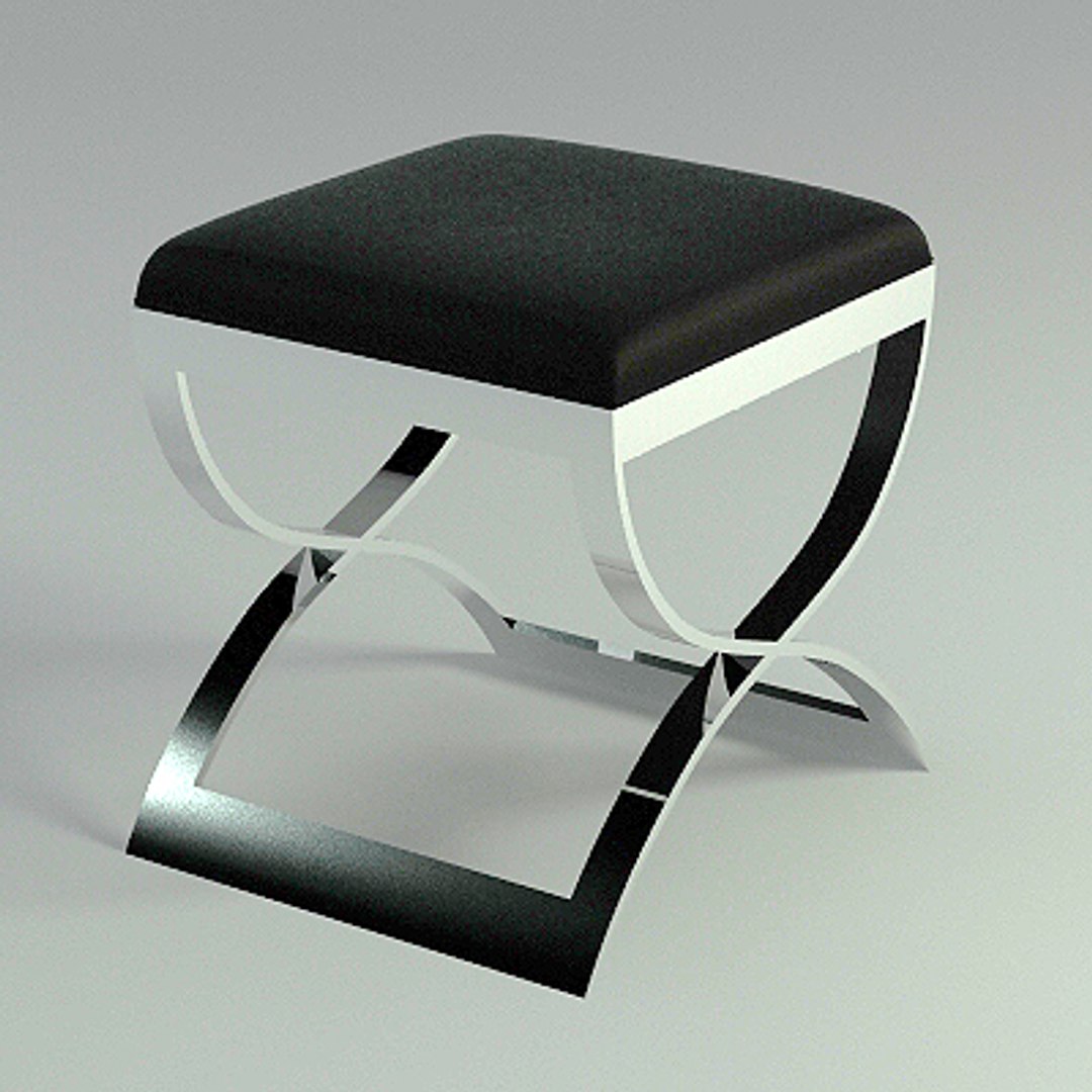 chrome leather stool - 3d max