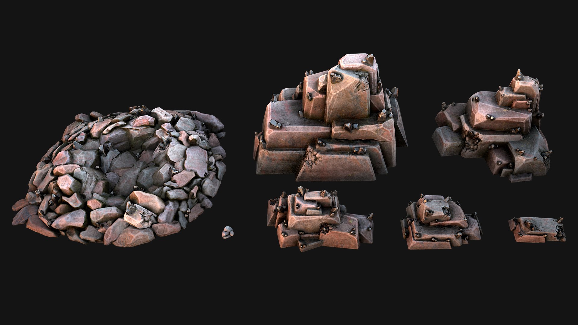 3D Deposits Of Tin Ore Stones And Rocks Model - TurboSquid 2286165