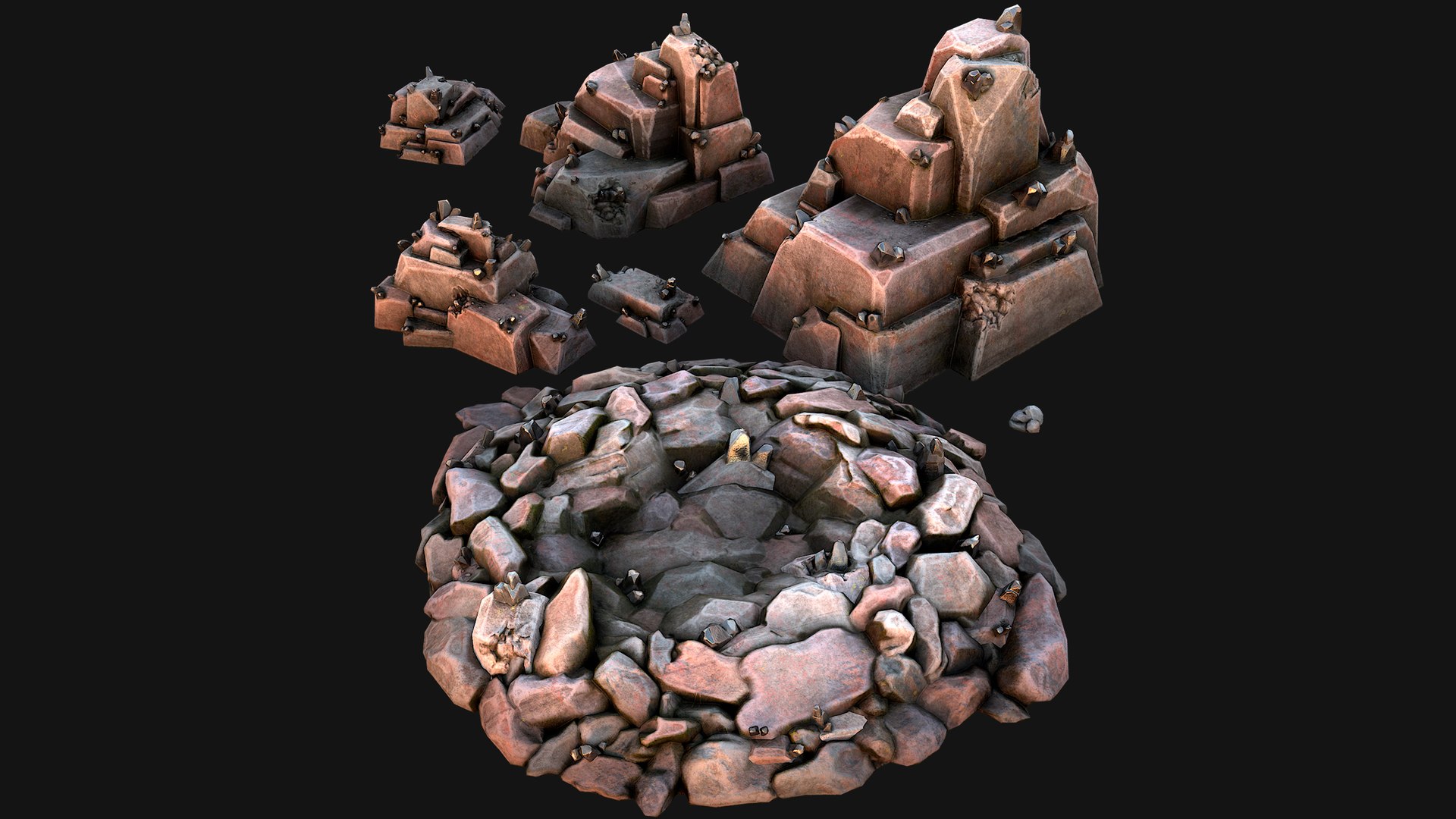 3D Deposits Of Tin Ore Stones And Rocks Model - TurboSquid 2286165