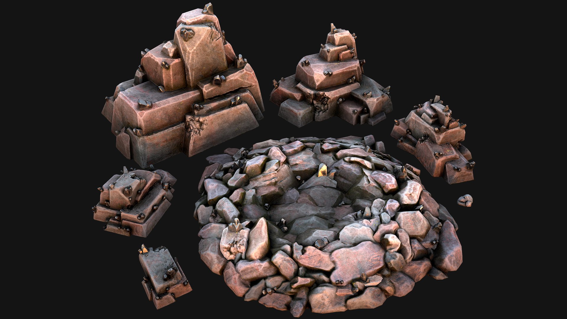 3D Deposits Of Tin Ore Stones And Rocks Model - TurboSquid 2286165
