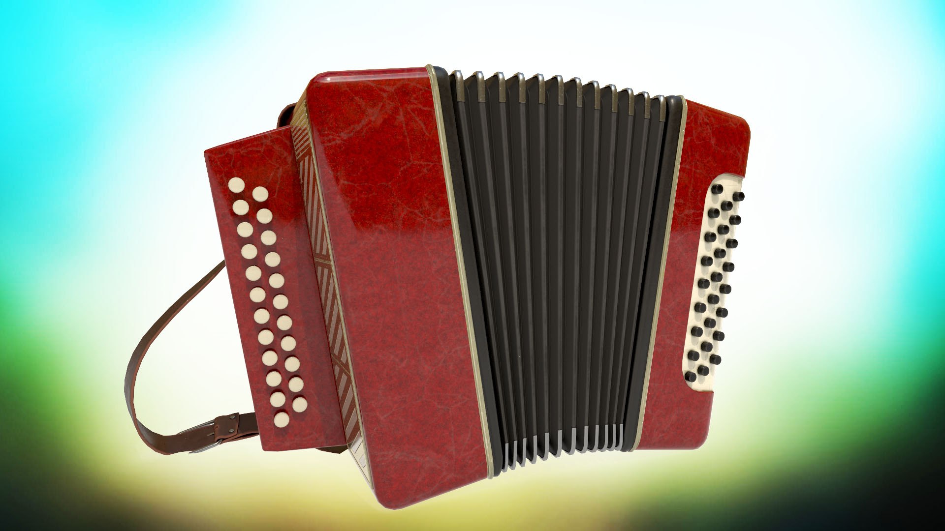 3D Musical Instrument Accordion Button Accordion Low-poly Model ...